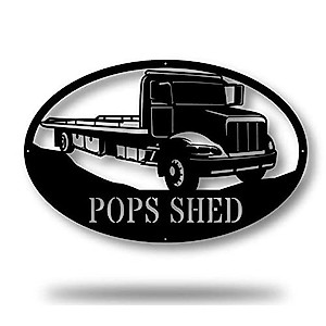 Customized Flat Bed Tow Truck Metal - Trucking Company Decor - Family Metal Sign - Garage Decor - Transport Business Sign - Truck Driver Gift - Personalized Gift - Warehouse Decor