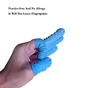 Large Disposable Nitrile Finger Cots Anti-Static Lens Finger Covers Beauty Protection Sleeves Not Allergic 100pcs (Blue)