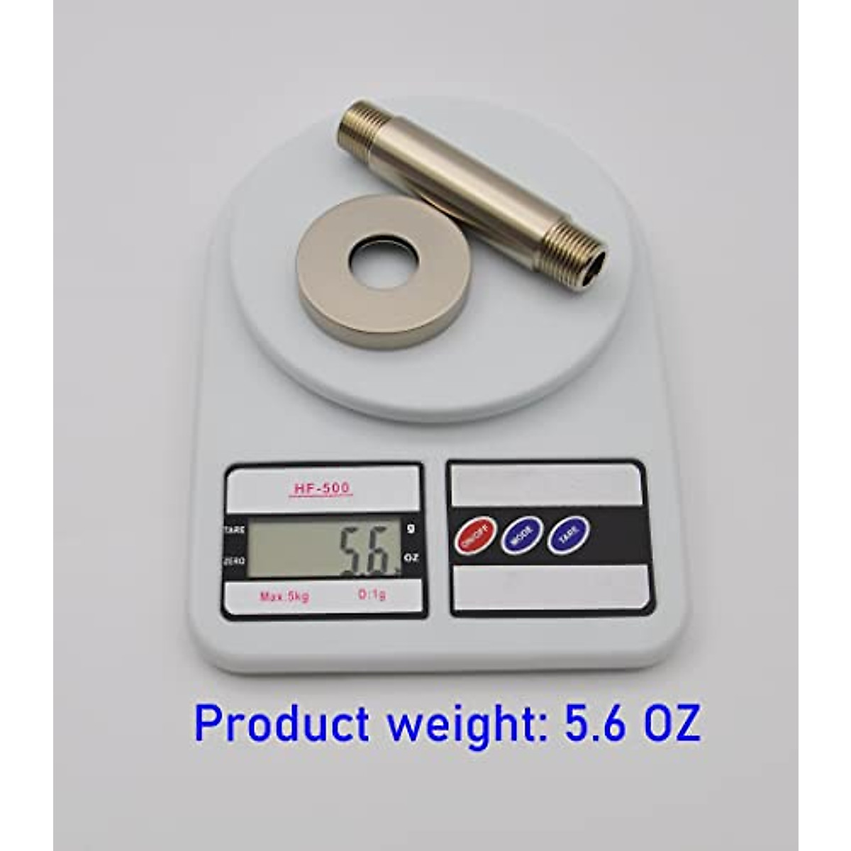 Aquaiaw Shower Arm and O-Ring Flange, 3 inch, Solid Brass, Round, Both Soldered 1/2 NPT Tapered Threads, Straight Shower Arm Extension, Ceiling Shower Head Arm for Rainfall Shower (PVD Brushed Nickel)