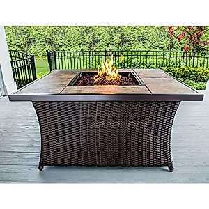 Hanover 40000 BTU Porcelain Stone Tile Square Fire Pit Table