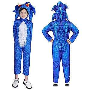 Yakogy Cartoon Costumes for Kids Cosplay Full Bodysuit Jumpsuit with Gloves/Headpiece,S Blue