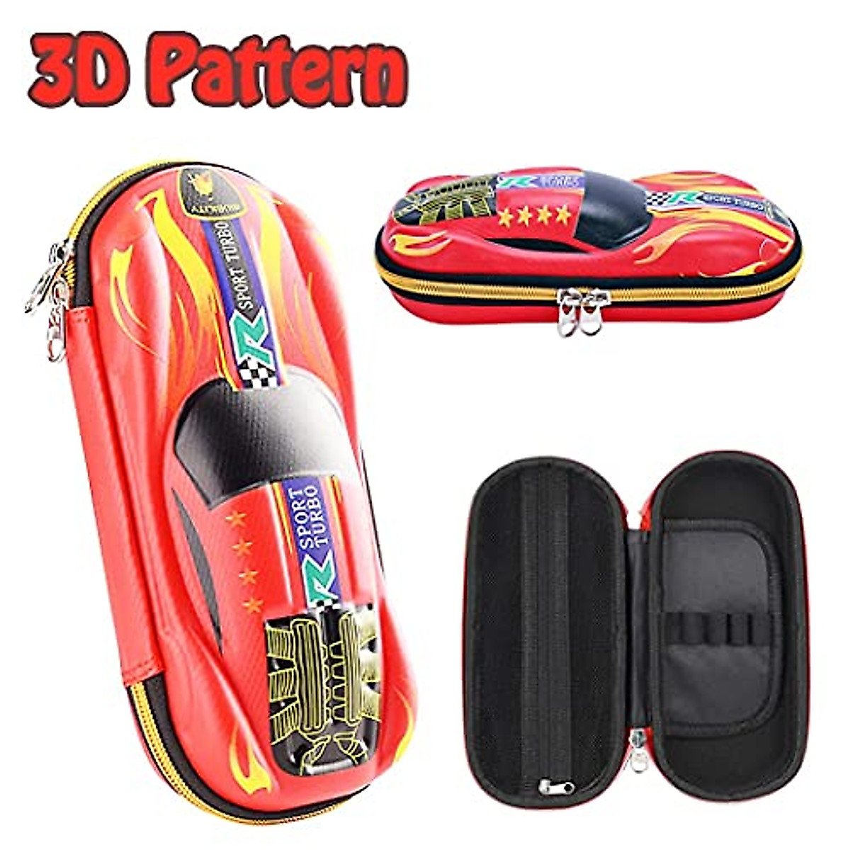 Lrrtwer Pencil Case Car Supercar Pen Case Organizer Stationery for Kids Boys Girls Student Cartoon Pencil Box 3D EVA Large Capacity (Blue01)