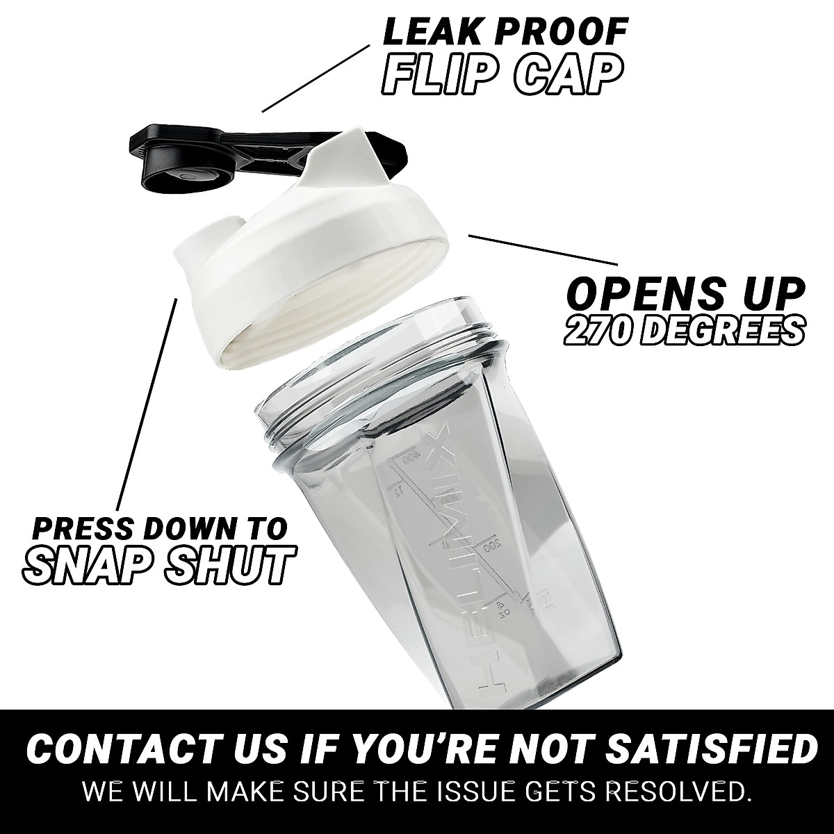HELIMIX 1.5 Vortex Blender Shaker Bottle Holds Upto 20oz | No Blending Ball or Whisk | USA Made | Portable Pre Workout Whey Protein Drink Shaker Cup | Mixes Cocktails Smoothies Shakes | Top Rack Safe