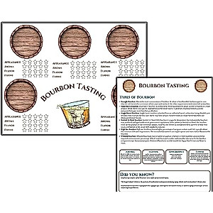 Bourbon flight tasting mat and guide sheet. Bourbon tasting guide for bourbon party. Bourbon placemats, Bourbon lover. Bachelor party games for bourbon party