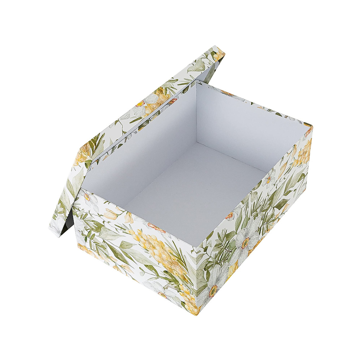 Soul & Lane Garden Glory Decorative Boxes with Lids - Set of 3: Floral Photo Storage, Stackable Small Home Decor Boxes, Nesting Gift Cartons, Boho Print Mache Containers, Cardboard Document Storage