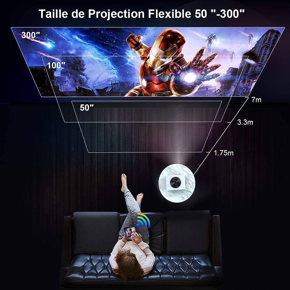 5G WiFi Projector, WiMiUS 4K Video Projector Native 1920x1080 LED Projector