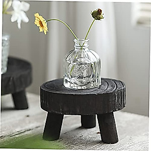 ifundom Wooden Potted Plant Stand Flower Pot Display Stand Dessert Stand House Plants Indoors Live Black Round Tray Coffee Tray Tea Trays for Serving Wood Riser Mouton Potted Flower Small