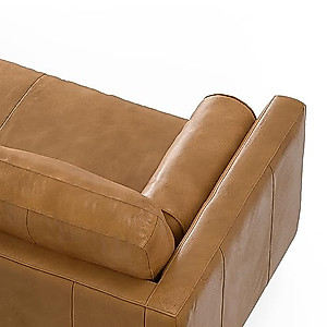 SIMPLIHOME Morrison Mid-Century Modern 72 Inch Wide Sofa in Sienna Genuine Leather, For the Living Room and Family Room