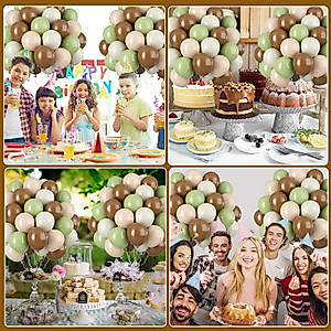 Green and Brown Balloons, Sage Green Brown Balloons, Sage Green Brown and Beige Latex Balloons for Safari Jungle Woodland Theme Birthday Baby Shower Party Decorations