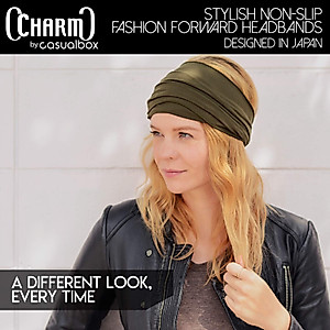 CHARM Mens Head Wraps Elastic Bandana - Japanese Headband Workout Women Hair Black