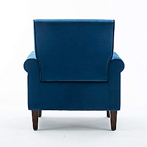Morden Fort Bedroom Accent Chair, Velvet Upholstered Armchair for Living Room Bedroom Club Office-Navy Blue