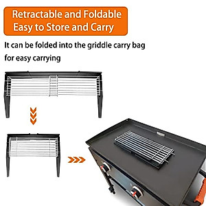 Petrirufun Universal Wind Guard and Griddle Warming Rack Set for Griddle From 16" to 28" without Hood, Wind Screen and Cooking Grid Griddle Parts for Blackstone 17“ and Other Griddle With Front Grease