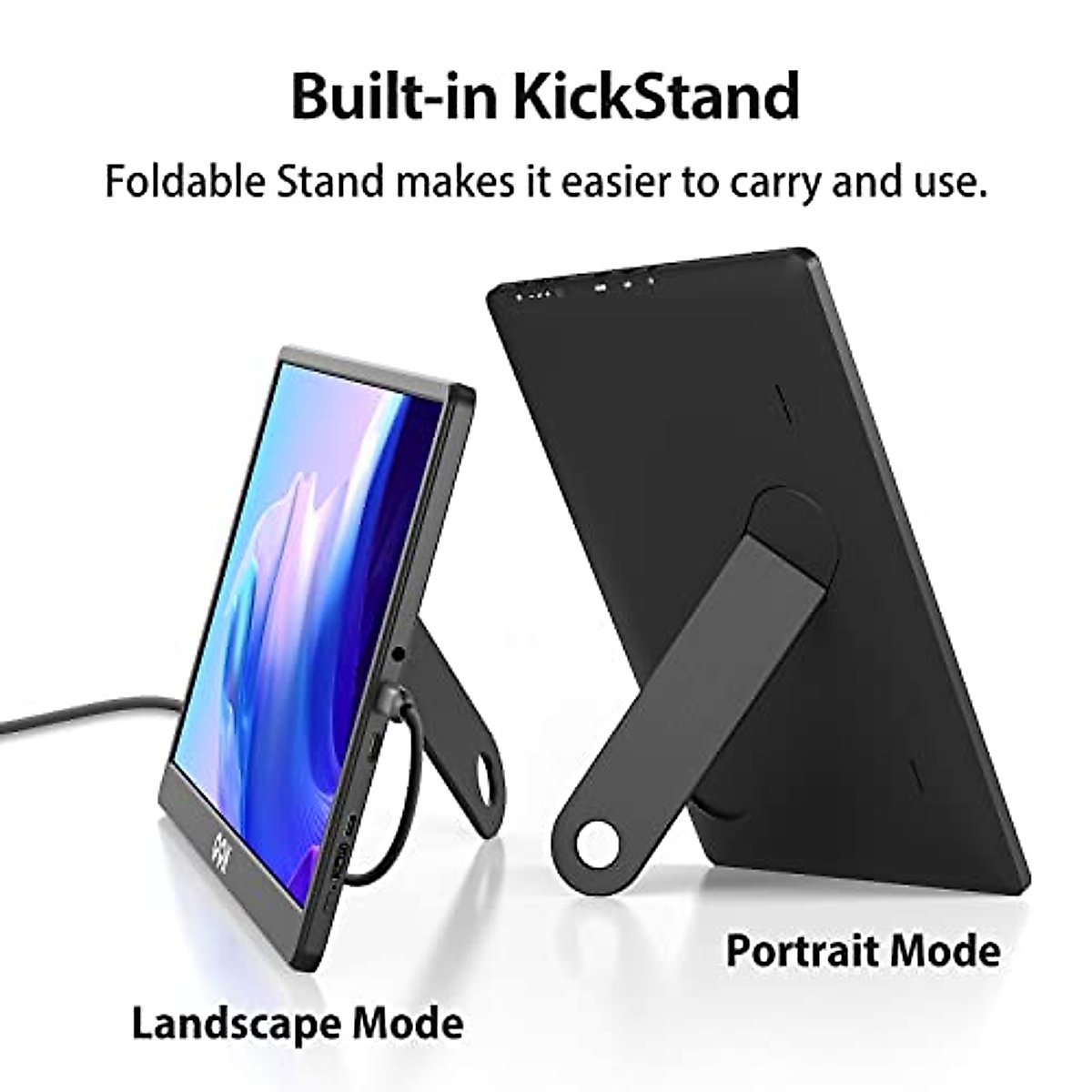 Portable Monitor, QQH 15.6" Portable Travel Monitor for Laptop 1080P FHD IPS Second Screen, Gaming Monitor, USB C HDMI External Monitor Display for Computer Phone PC MAC PS4 Switch, Foldable Kickstand