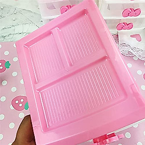 WQURC Lovely Girls Receiving Storage Cabinets Box Room Desktop Makeup Organizer With Four-tier Desk Receiving Drawers N Pink Bowknot (1)