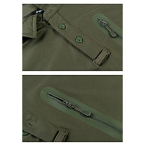 CRYSULLY Men Summer Pullover Tactical T-Shirts for Men Short Sleeve Military Polo Shirt Outdoor Combat Shirt Army Green