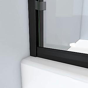 DreamLine Alliance Pro BG 56-60 in. W x 70 3/8 in. H Semi-Frameless Sliding Shower Door in Matte Black and Clear Glass