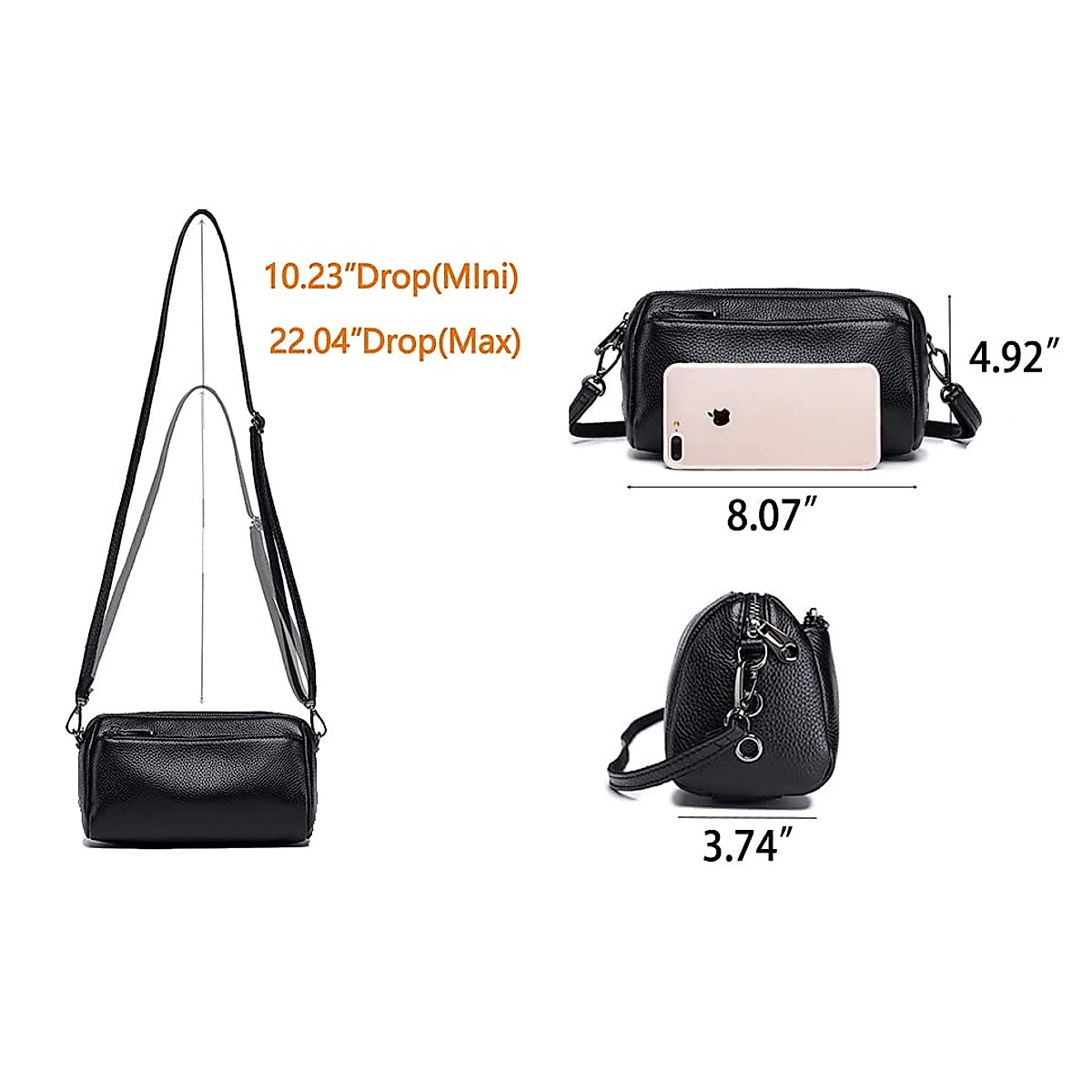 Lecxci Womens Small Leather Crossbody Bag, Zipper Clutch Phone Wallet Purse for Women (Y Light Purple -1)