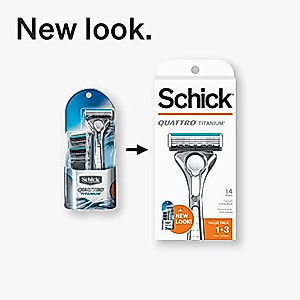 Schick Quattro Titanium Razor — Schick Quattro, Quattro Razor, Titanium Razor with 3 Refill Blades