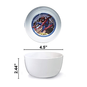 zak! 5-Piece Dinnerware Set, Marvel Spider-Man - Durable Plastic & Stainless Steel - Includes Tumbler, 8-Inch Plate, 6-Inch Bowl, Fork & Spoon - Suitable for Kids Ages 3+