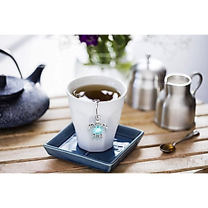 2pcs Tea Infuser TeaSanavie Loose Leaf Tea Steeper Stainless Steel Tea Ball Mesh Tea Strainer Silver Glow In The Dark Turtle Pendant Tea Filter with Extended Chain Hook for Brew Fine Loose Tea Leave
