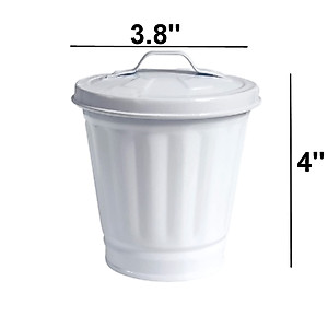 AITING Mini Trash can & Iron Garbage can Pencil Cup Holder 2pcs (White)