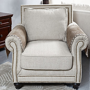 MINJIATEX Couch arm Covers,Non-Slip lace Sofa arm Covers Set of 2 Washable Sofa armrests Covers for Living Room Recliner Chair arm Covers Protectors for Leather Sofa armrest slipcover (HZW-Brown)