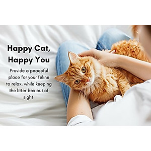 BIRDROCK Home Decorative Cat House & Side Table - Cat Home Nightstand - Indoor Pet Crate - Litter Box Enclosure - Hooded Hidden Pet Box - Cats Furniture Cabinet - Kitty Washroom - White