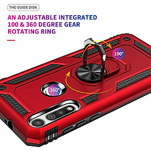 YZOK Compatible with Moto G Fast case,with HD Screen Protector,[Military Grade] Ring Car Mount Kickstand Hybrid Hard PC Soft TPU Shockproof Protective Case for Motorola Moto G Fast (Red)