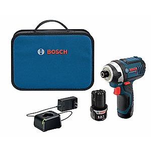 BOSCH PS41-2A 12V Max 1/4-Inch Hex Impact Driver Kit with 2 Batteries, Charger and Case,Blue