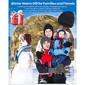 Liitrsh 6 Pcs Winter Warm Beanie Hat Touchscreen Gloves Set Knit Hat Warm Cap Gloves Set for Men and Women Touchscreen Gloves Set with Fleece Lined Soft Warm Beanies Winter Gloves for Men Women