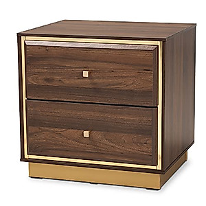 Baxton Studio Cormac Nightstands, Walnut Brown/Gold