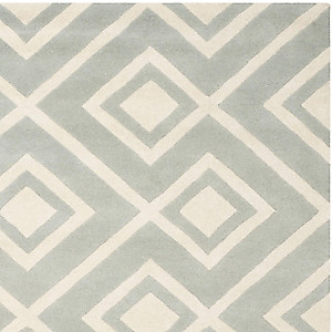 SAFAVIEH Chatham Collection 8' x 10' Grey/Ivory CHT742E Handmade Mid-Century Geometric Premium Wool Area Rug