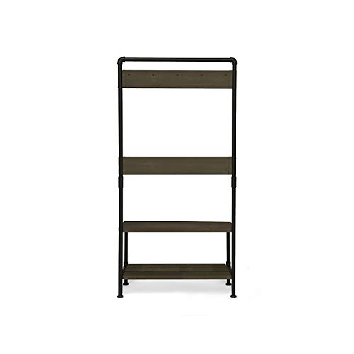 Christopher Knight Home Kay Indoor Industrial Acacia Wood Bench with Shelf and Coat Hooks, Gray Finish, Rustic Metal