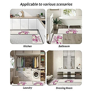 Thanksgiving Fall Bath Mat for Tub,Non Slip Bathroom Floor Runner Rug Quick Dry & Absorbent Diatomaceous Earth Shower Sink Kitchen Washable Doormat,Thanksful Harvest Pumpkin Pink White 20x24+20x48