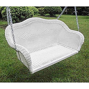 International Caravan Furniture Piece Resin Wicker Hanging Loveseat Swing