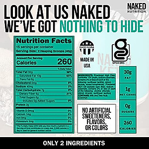 Naked Keto - Premium Keto Fat Bomb Powder - Unflavored - Only Two Ingredients – Gluten-Free, Soy Free Keto Supplement with no GMOs and No Artificial Sweeteners – 1.3 LB