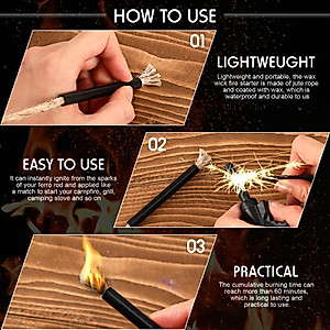 10 Pcs Tinder Fire Starter Rope with 10 Pcs Survival Wick Cord Tinder Aluminum Sleeve Tinder Tube Waterproof Wax Wick Fire Starter Accessory for Fire Starting Camping Hiking Trekking Outdoor Adventure