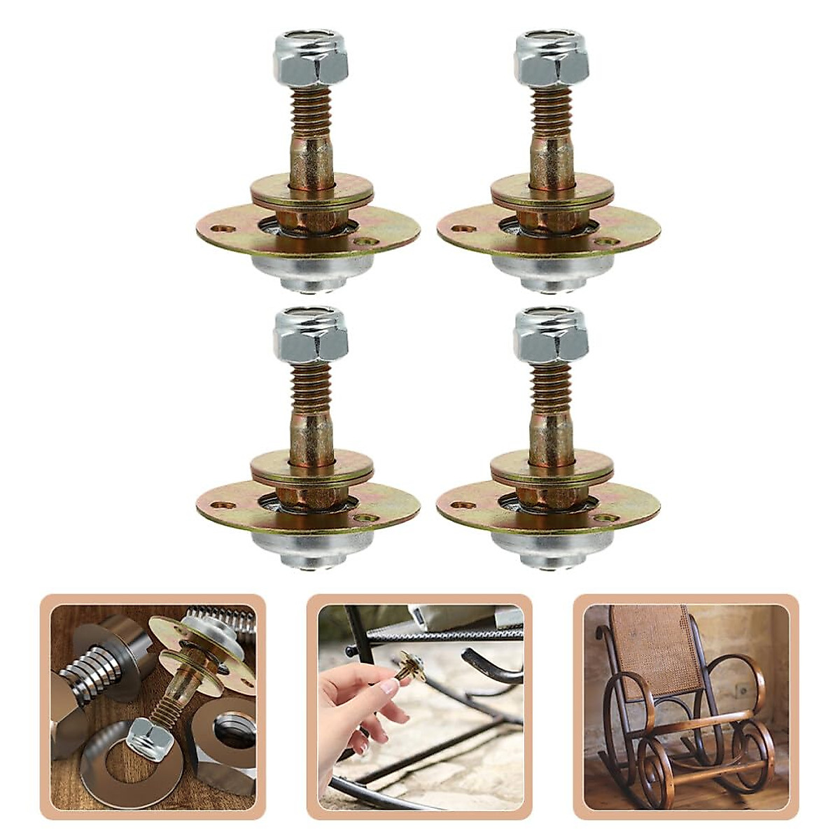 Veemoon 4pcs Rocking Chair Bearing Furniture Connecting Fittings Bearing Screws for Rocking Chair Rocking Chair Bearing Screws Mechanic Accessories Bolt Kit Rocking Chair Accessories Iron