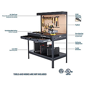 Olympia Tools Multipurpose Workbench With Power Outlets and Light, 410-014-0111 , Black