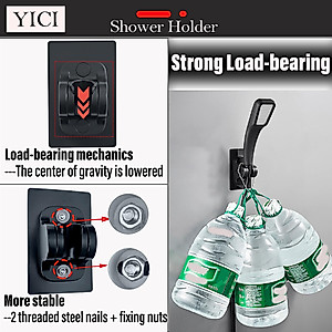 YICI Handheld Shower Bracket Shower Head Holder No Drilling Strong Adhesive Hand Shower Holder Angle Adjustable(Standard Black)