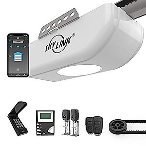 Skylink ATR-1723BKW 3/4 HPF Garage Door Opener Featuring Alexa with Extremely Quiet DC Motor, Belt Drive, Built-in LED Light, Premium LCD Wall Console, Wireless Keypad and WiFi Compatible