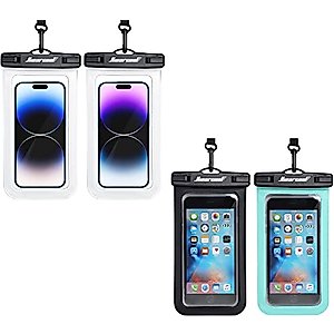 Hiearcool Universal Waterproof Phone Pouch, Waterproof Phone Case Compatible for iPhone 14 13 12 11 Pro Max XS Plus Samsung Galaxy S22 Cellphone Up to 7.2", IPX8 Cellphone Dry Bag for Vacation-4 Pack