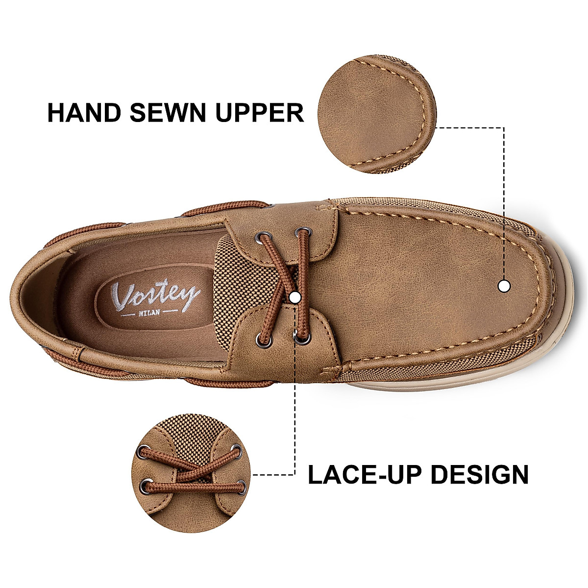 Vostey Men's Boat Shoes Slip On Stylish Casual Loafers Shoes(BMY3003 tan 10)