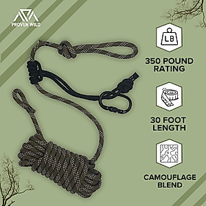 Proven Wild Treestand Safety Rope Lifeline System - 30ft Life Lines for use with Tree Stand Harness. Safety Lifeline Tree Stand Rope. 350 lb Rated Lifeline Rope.