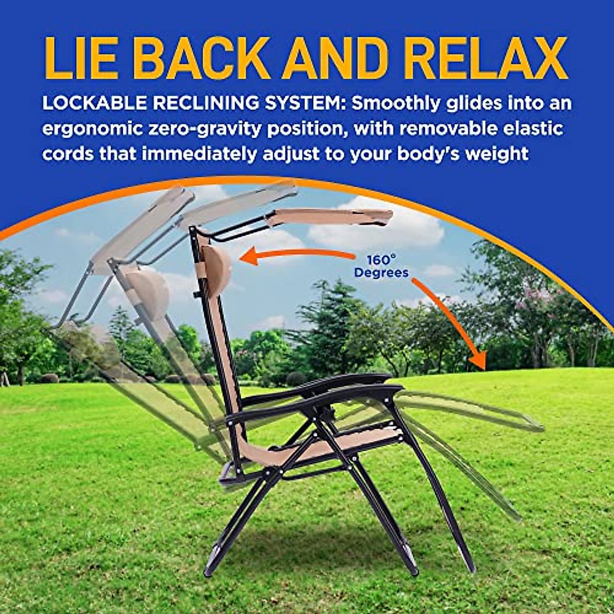 SereneLife Zero Gravity Lounge Chair, One Size, Cream