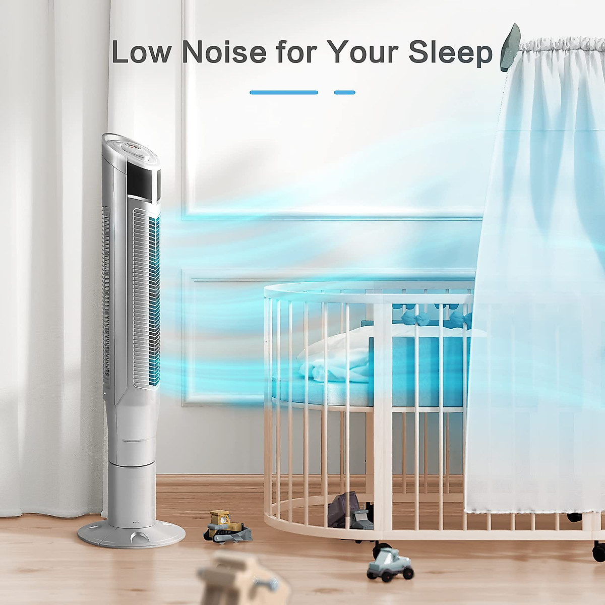 Xbeauty Tower Fan Oscillating 360 Degrees Ionizer Standing Fan 3 Wind Modes 8 Wind Speeds Quiet Bladeless Fan with Timer & Remote Control for Bedroom/Living room (Silver)