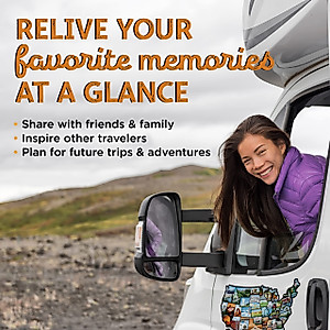 RV State Magnet Travel Map of The United States, Weather-Resistant Travel Camper Map RV Includes 50 State Decal Stickers with Scenic Illustrations 21" x 14.5" - See Many Places