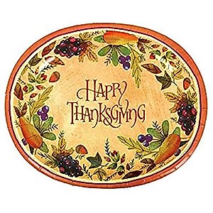 Thanksgiving Medley Gold Oval Paper Platter, 8 Ct. | Party Tableware