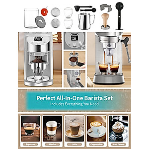 Gevi Espresso Machine & Coffee Maker - 20Bar Semi Automatic Espresso Machine With Grinder & Steam Wand – All in One Espresso Maker & Latte Machine for Home Dual Heating System…