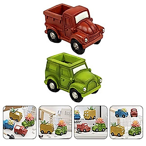 Happyyami 2Pcs Succulent Flower Pot Set Indoor Plant pots Home Decor car Decor Dining Table Decor Indoor Planter Outdoor Statues Car Shaped Flowerpot Succulent Containers Gardening Pots Desk
